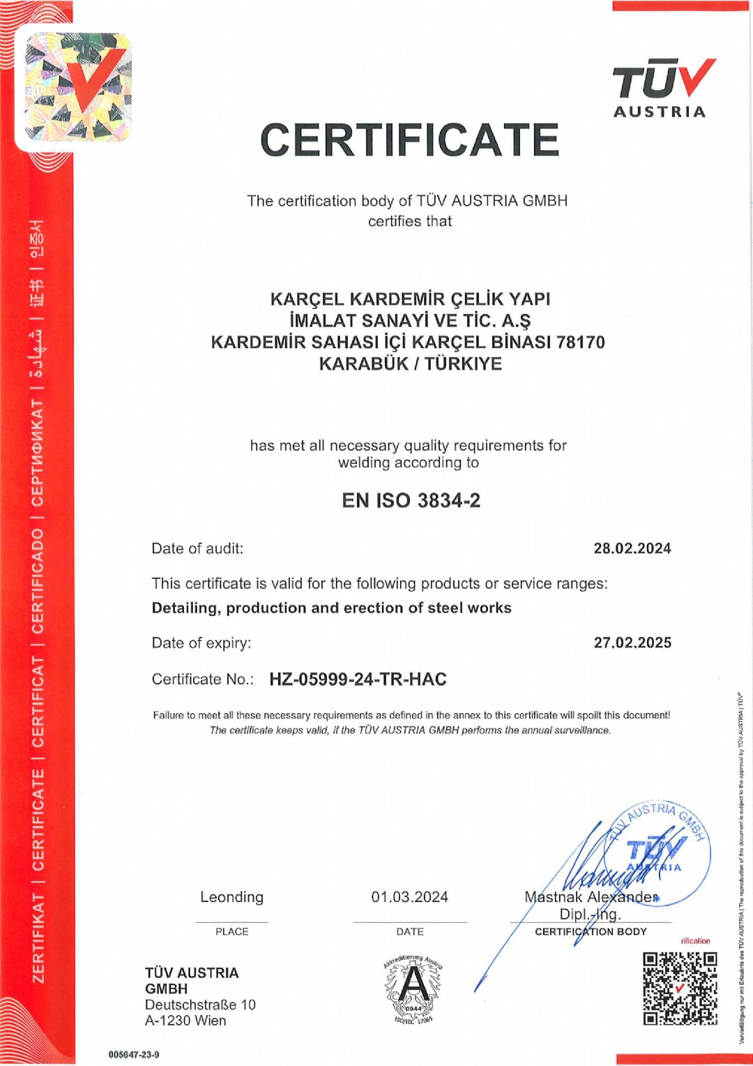 Karçel Industry>Corporate>Certificates